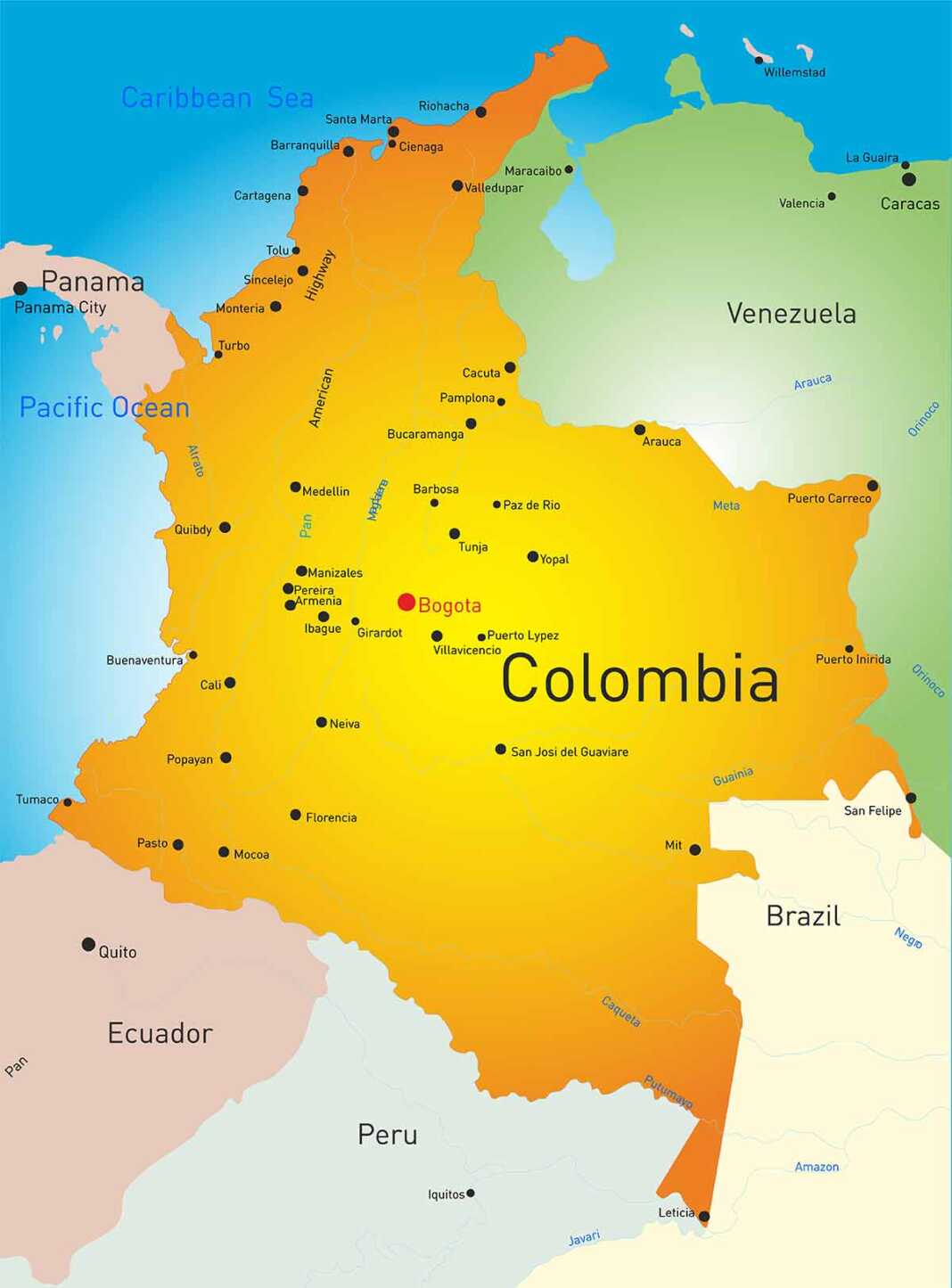 Colombia map cities